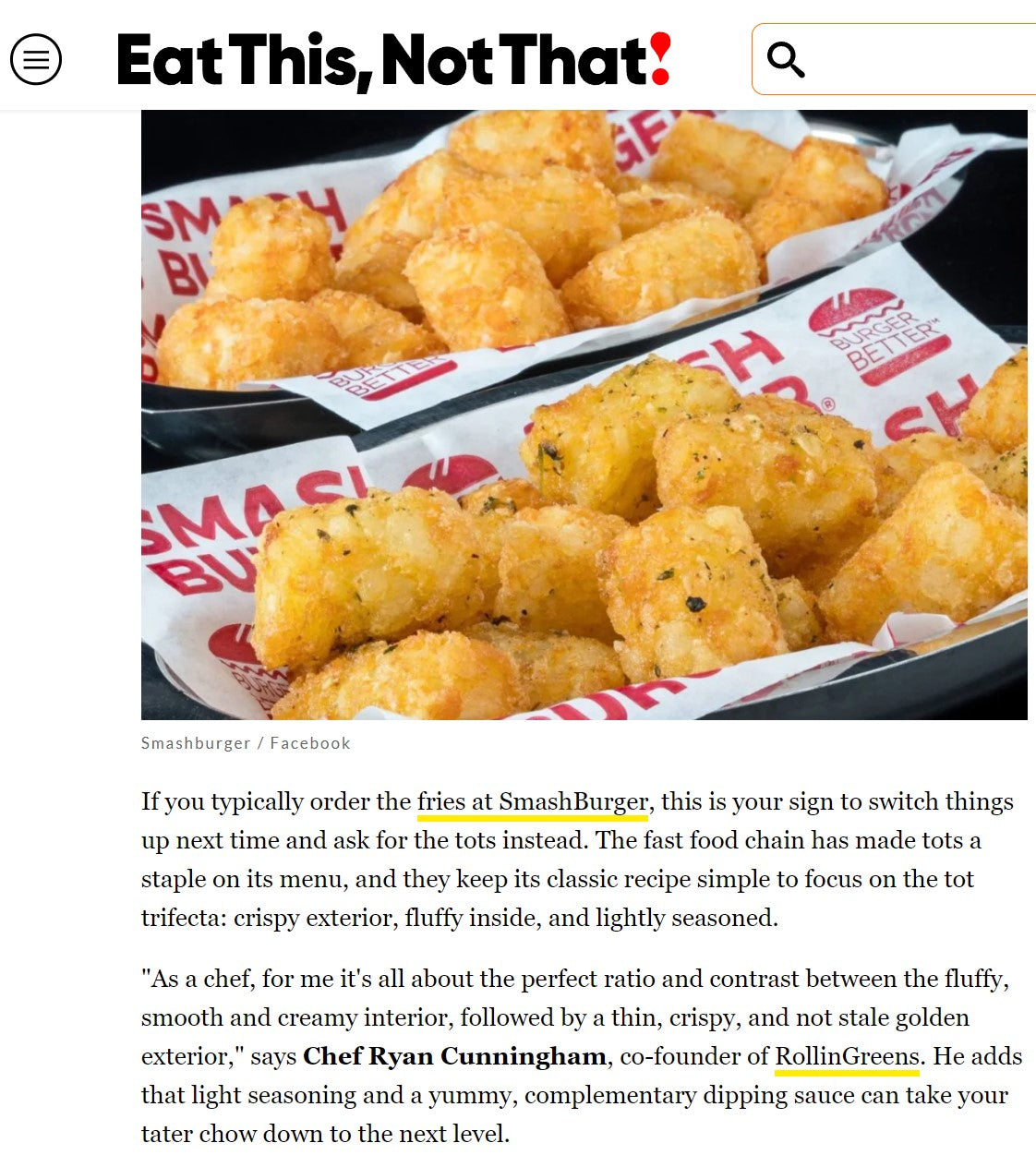 Chef Ko featured on Eat This, Not That! – RollinGreens